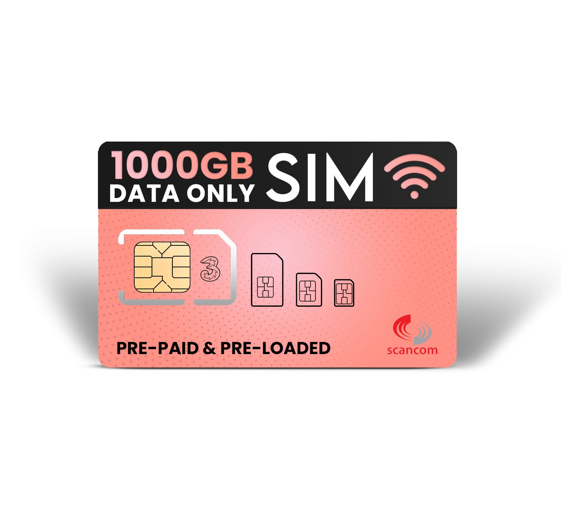 Three 1000GB Preloaded Data Sim Per Month - Choose your expiry
